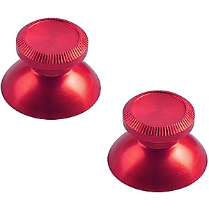 2PCS Aluminum Metal Analog Joystick Thumbstick Rocker Mushroom Caps Button for PS4 Xbox One Replacement (Red)