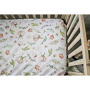 NODNAL CO. 3 Fitted Crib Sheets Set - Peonies & Roses for Baby Girl - 100% OEKO-TEX Cotton Girl Nursery Bedding - Pink Floral Boho Eucalyptus Flowers Set Toddler Mattress 28”x52”x9” Sheet