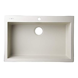 ALFI brand AB3020DI-B Drop-In Single Bowl Granite Composite Kitchen Sink, 30", Biscuit