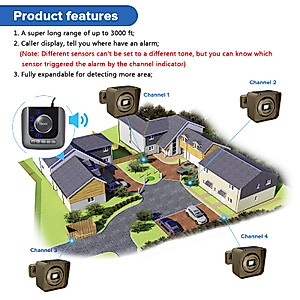Chtoocy 4 Pack Solar Driveway Alarm Wireless Outside Long Range 3000 ft Weatherproof Solar Outdoor Perimeter Gate Alarm System Moiton Sensor Alert & Detector Driveway Alarm w Rechargeable Battery