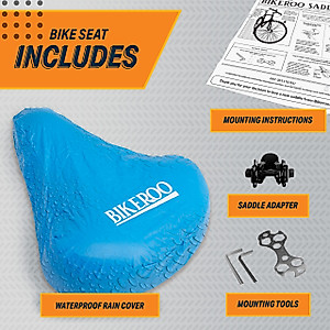 Bikeroo Bike Seat Cushion for Women - Universal Memory Foam Bicycle Seat for Mountain, Road, Exercise Bike - Comfortable Padded Bike Saddle Replacement w/Shock Springs, Red