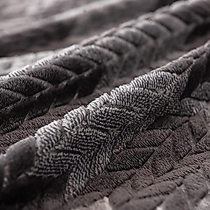 Grey Blanket Twin Stripe Retro Flannel Blanket Soft Sherpa Fleece Blanket for Sofa Couch TV Bed Blanket Cozy Boho Bedding Blanket for Kids Teens Adults (60"x 80", Diamond)