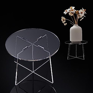 YourGift 6 inches Mini Plant Stand Indoor, Acrylic Planter Stand for Indoor Plants, Desktop Round Plant Holder Shelf for Flower Pots Table Display Rack for Event Decor (Clear)