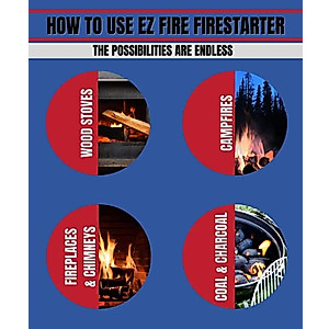EZ FIRE FIRESTARTER for Fireplace, Campfire, or Grills. Safe, All Purpose, Effective, Waterproof, Windproof Fire Starter Gel Packets for Indoor or Outdoor Use. 50 Pack