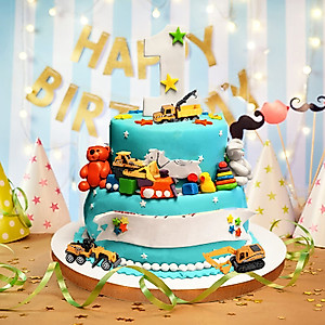 ANDOLO Construction Truck Toys, 6Pcs Mini Engineer Car Toys Small Construction Vehicle Bulldozer Roller Excavator Cement Mixer Truck Dump Tractor Cake Topper Party Favors Sand Beach Toy