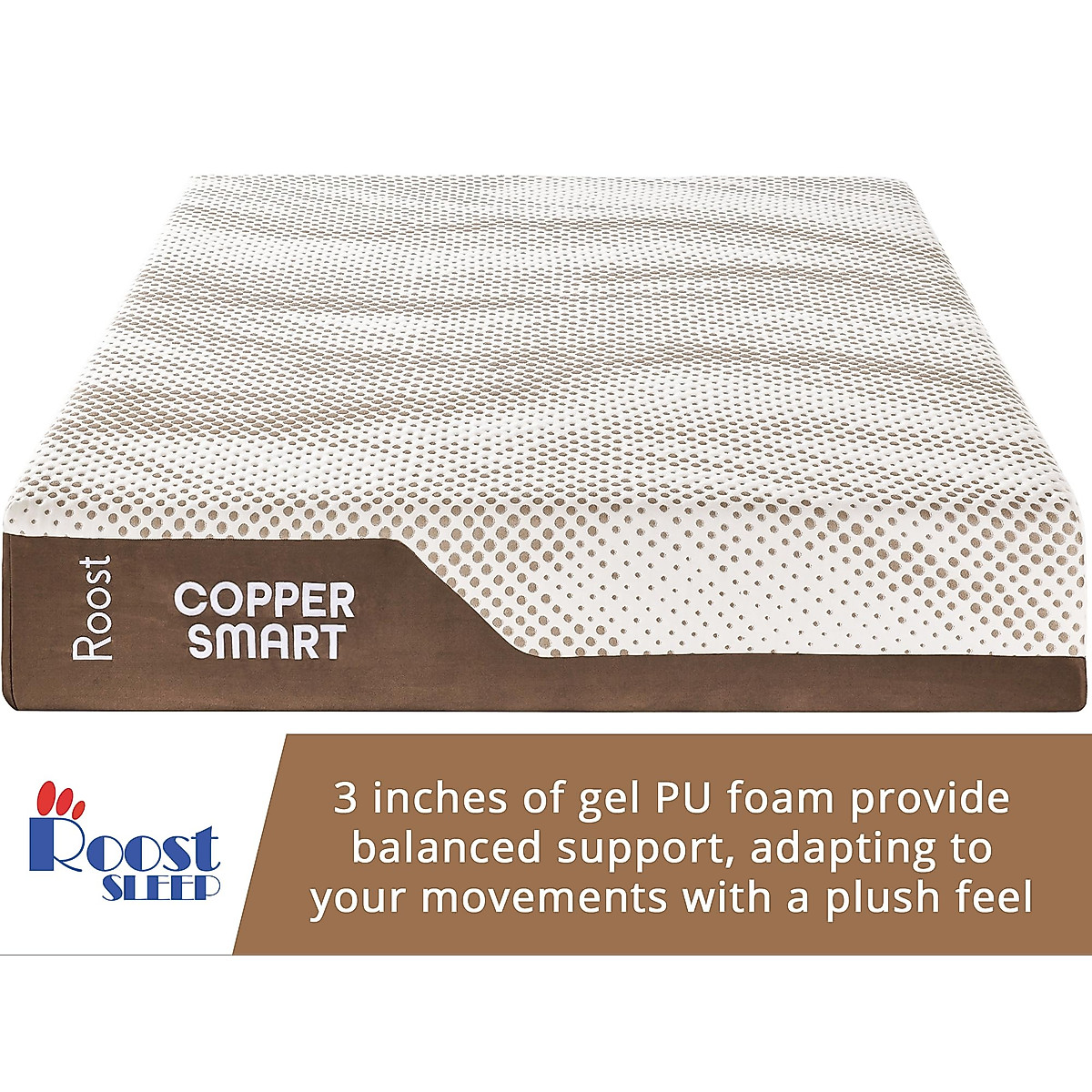 Roost Copper Smart 14-Inch Thermic Gel Memory Foam Mattress with Copper Infused Cover for Cool and Comfortable Sleep, Easy Set Up and Durable Copper Mattress, Full