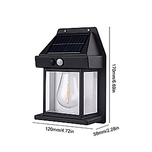 Solar Powered Outdoor Wall Lights, Sunrise and Sunset Motion Sensor, LED Exterior Wall Lights, Warm White Light, Fence, Three Lighting Modes, Exterior Front Porch Security Light Wall Ornament (White)