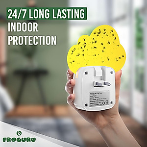 FROGURU Plug in Fly Trap Indoor with 14 Sticky Refills (2-Pack) - Easy to Use Odorless Indoor Fly Trap for Home with Yellow LED Light - Traps Insects Like Fruit Flies, Mosquitoes, Gnats, Moths, etc.