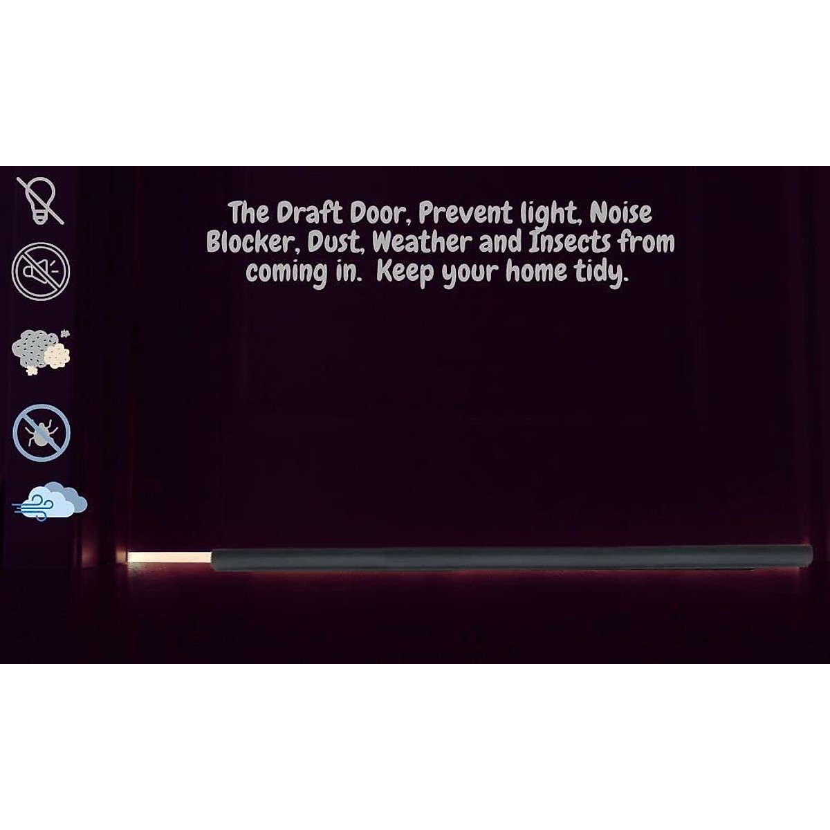Draft Stoppers, Door Draft Stopper for Bottom of Door, Under The Door Noise Stopper, Soundproof, Lightproof, Weather Stripping Seal for Door and Window. Multi- Purpose Use. 37 Inch in (Black).