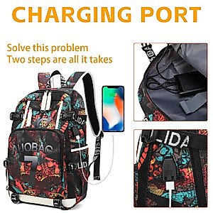 AUOBAG Canvas Backpack for men School bag for boys Bookbag for teenage with USB Charging Port Fits 15.6 Inch Notebook (Black)