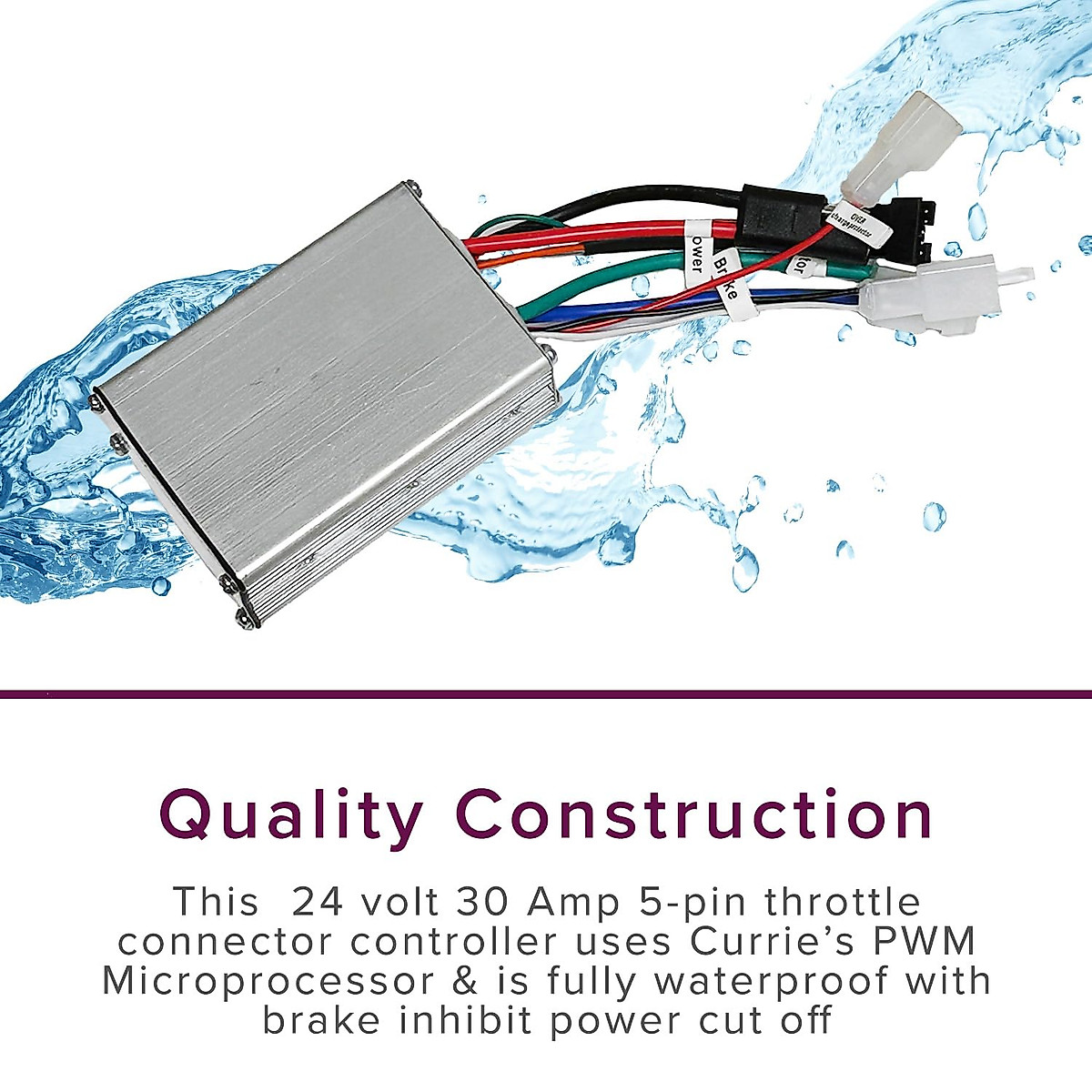 AlveyTech Currie 24 Volt 30A 5-Pin Controller - Replacement for Currie Series 500, 650, 750, 900 eZip, IZIP, GT, Mongoose, Schwinn Electric Scooter, E-Bike Control Module, Motor Parts for Scooters