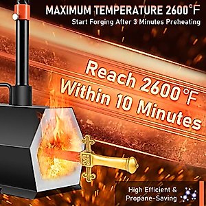 VEVOR Propane Forge Portable, 2 Burner 2600°F Metal and Knife Forge, Large Capacity Blacksmithing Farrier Forges, Gas Forging Tools and Equipment, Complete Mini Forge Kit