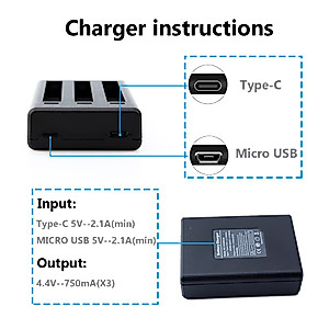 2-Pack Battery for Insta 360 X3 Camera and Charge Hub for Insta 360 X3 360 Camera 1800mAh Insta360 x3 Battery