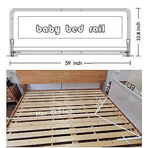 KOOLDOO Baby Toddler Bed Rail 59 inch Guard Extra Long Foldable Tall Safety Bedrail with Reinforced Anchor Safety System, for Full Size Bed, Queen Bed(59" L*22.8" H, Grey)
