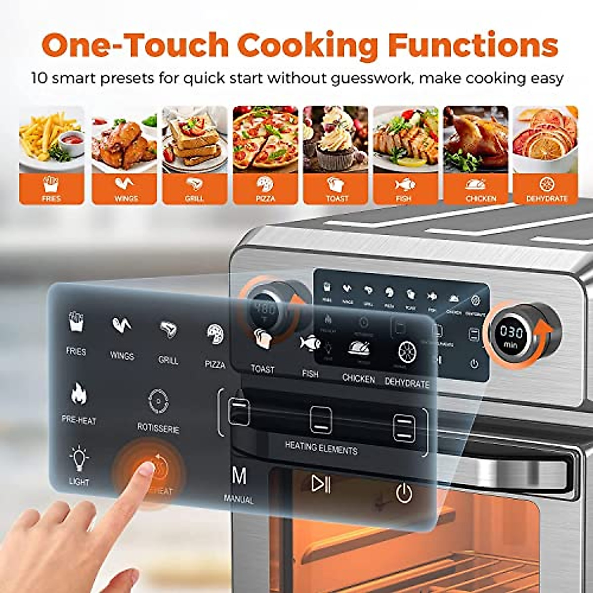 Air Fryer Oven Combo 10-in-1: Airfryer Toaster Oven Combo - 1700W Large Airfryer Convection Oven Countertop Combo with Rotisserie | Dehydrator, 16 Quart (AF520T-16Q)