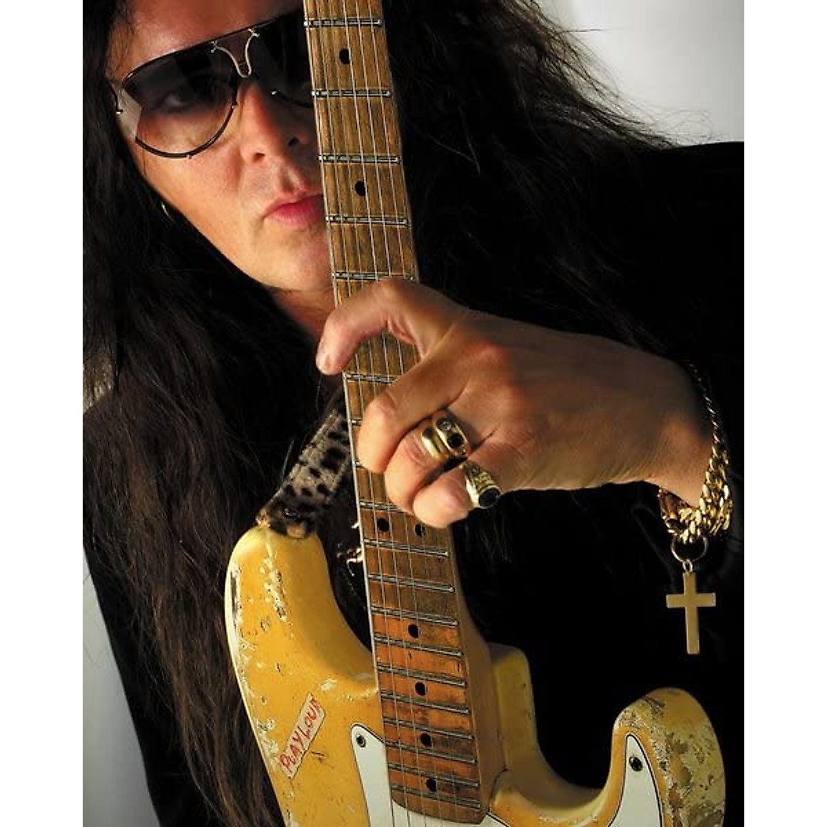 AXE HEAVEN Yngwie Malmsteen Mini Fender™ Strat™ Heavily Worn Olympic White Finish Guitar Model Replica