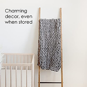 Houseables Chunky Knit Blanket, Crochet Throw, Big Yarn Blankets, 50x60 Inch, Grey, Soft, Large, Chenille, Thick Hand Knitted Cable Throws, Braided, Knotted, Woven, Handmade Knot for Couch, Bed