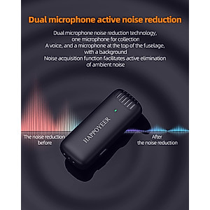 2-in-1 Professional Wireless Lavalier Microphone for Smartphone Android Computer Mini Lapel Recording Wireless Mic with Charging Case for YouTube Facebook Live Stream Video Recording Plug & Play