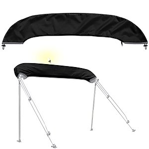 Bimini top Boot Cover, Suitable for 3-4 Bows Bimini Tops, Design with Light Hole Bimini Top Cover, 600D Waterproof Bimini Storage Boot, L 68-88IN, Black