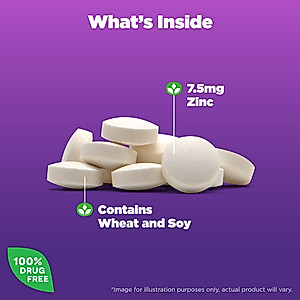 Natrol High Absorption Zinc 7.5 mg per Serving, Dietary Supplement for Immune Health, Chewable Tablets for Adults, 60 Zinc Tablets, 60 Day Supply