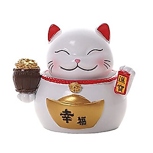 Lucky Cat Ornament Car Bobble Head Creative Fortune Cat Statue Dashboard Home Office Resin Decorations Fortune Lucky Money Cat for Car Décor, Type A