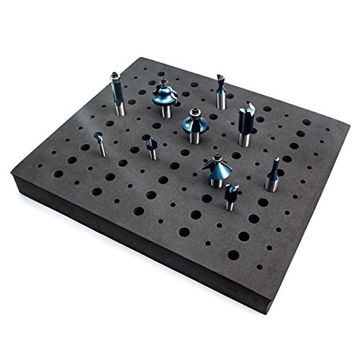 POWERTEC 71046 Router Bit Tray for 110 Bits, 1-5/16” Thick, 50 1/2 inch and 60 1/4 inch Shank Router Bits,Black