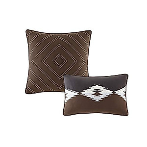 Woolrich Rustic Lodge Cabin Comforter Set - All Season Down Alternative Warm Bedding Layer and Matching Shams, Oversized Queen, Bitter Creek, Grey/Brown