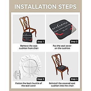 PRINT PICTURE ARTHOME Chair Covers for Dining Room Set of 6, Removable Washable Office Chair Cover, Welcome Red High Heels Chair Cushion Covers for Bar Stool Kitchen 13.4"-18"