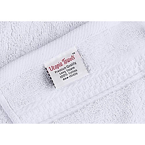 Utopia Towels Premium Bundle - Cotton Washcloths White (12x12 inches) Pack of 12 with White Hand Towels 600 GSM (16 x 28 inches), Pack of 6