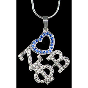 Zeta Phi Beta Sorority (ZPB) Sorority Color Crystal Heart Necklace