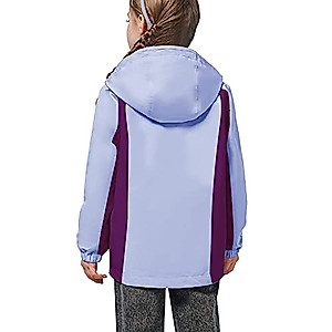 YINGJIELIDE Girl's Waterproof Ski Jackets,Kids Warm Winter Snow Coat,Fleece Lined Hooded Outerwear,Snowboarding Windproof Lilac 9-10 Years