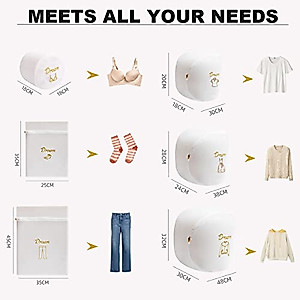 YUNHEGONG 6 Pack Delicates Mesh Laundry Bags,Reusable and Durable Mesh Wash Bags for Delicates Blouse, Hosiery, Underwear, Bra, Lingerie, Baby Clothes (6 pack, white)