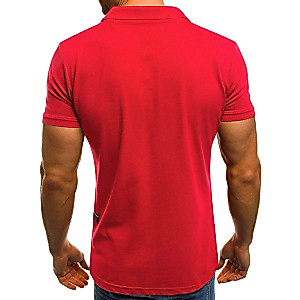 GDJGTA Mens Tops Solid Color Personality Men's Casual Slim Short Sleeve Pockets T Shirt Top Blouse
