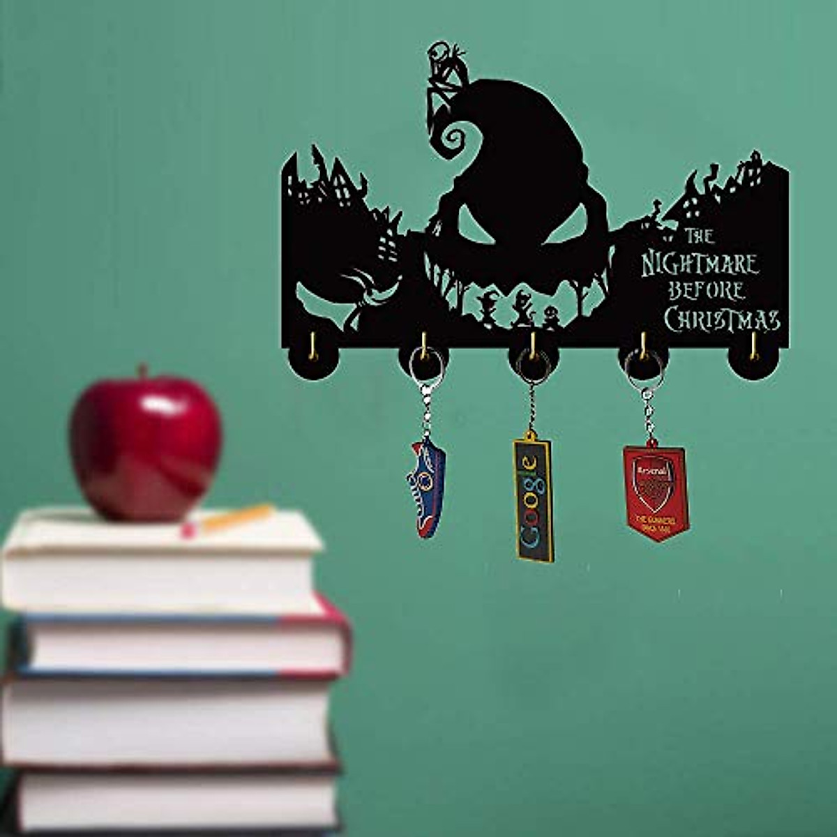 Nightmare Before Christmas Key Hooks-Jack Skellington Wall Hooks Heavy Duty 20LB(Max),Jack Wall Décor,Wood Coat Hooks, Key Holder,Key Hanger for Wall、Entryway and Kitchen