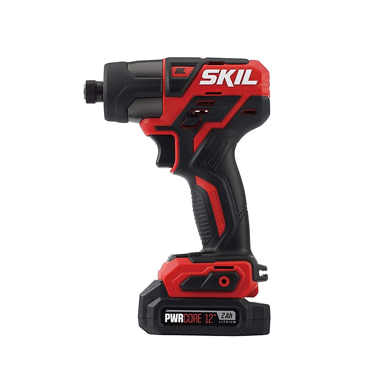SKIL 2-Tool Kit: PWRCore 12 Brushless 12V 1/2 Inch Cordless Drill Driver and 1/4 Inch Hex Impact Driver, Includes 2.0Ah Lithium Battery and Standard Charger - CB738401, Red