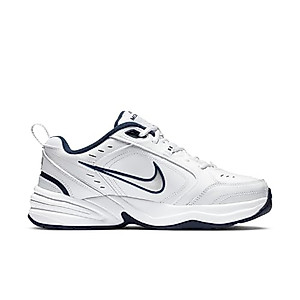 Nike Men's Air Monarch IV Cross Trainer, White/Metallic Silver/Midnight Navy, 8.5