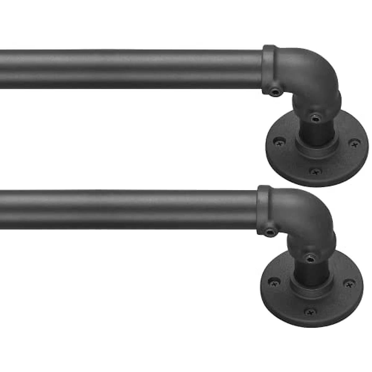 Higswor Blackout Curtain Rod : Industrial Curtain Rods 2 Pack Wrap Around Curtain Rods for Windows 28 to 48 inch Rustic Outdoor Curtain Rod for Bedroom Patio Farmhouse Matte Black Curtain Rod
