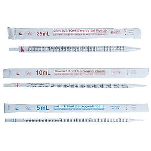 SciStar 5mL Polystyrene Serological Pipettes, Individually Wrapped, Sterile, Standard Length, Laboratory Grade (Box of 50)