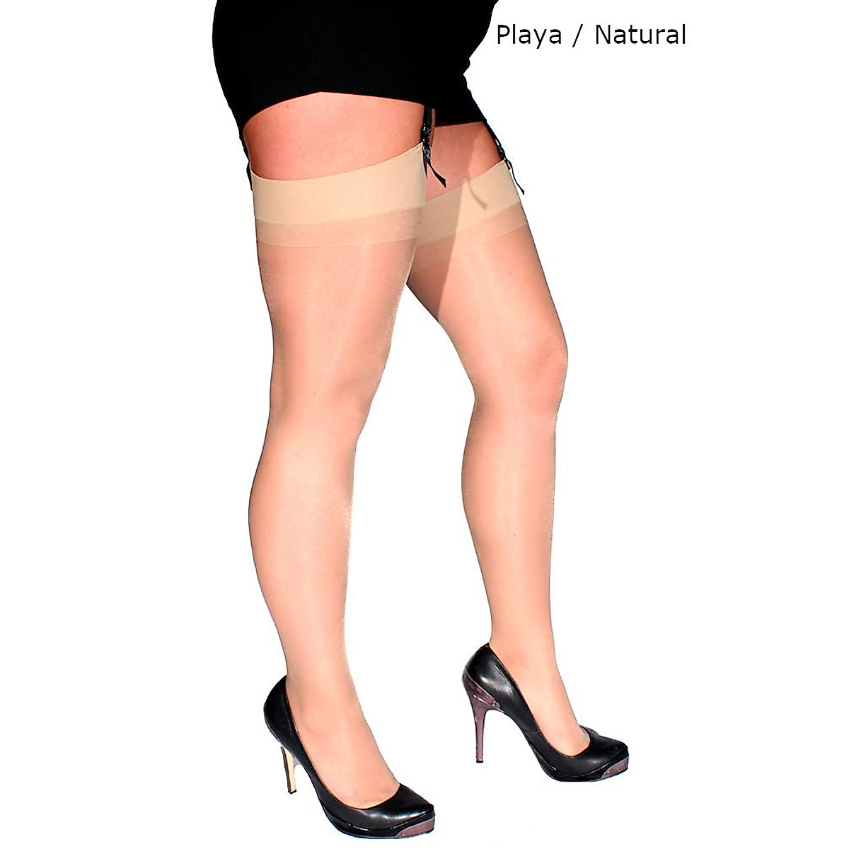 Trasparenze Sara All Sheer Stockings with Signature Logo - Made in Italy (Black, Large)