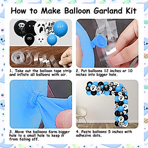 JOYMEMO Halloween Baby Shower Decorations Blue - Oh Sheet We're Having a Boo-y Backdrop, Halloween Balloon Garland Arch Kit with 3D Bat Stickers for Pregnancy Celebration Gender Reveal Party Supplies