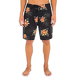 Hurley Men's Standard Printed 20" Stretch Board Shorts, Black, 30IN