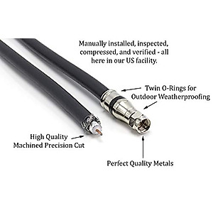 THE CIMPLE CO 3 Feet - RG-11 Coaxial Cable F Type Cable High Definition with RG11 Coax Compression Connectors - (Black)