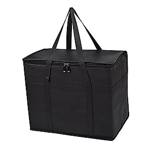 Fenteer Insulated Take Away Bags Thermal Insulation Food Bag Durable Cooling Bag Shopping Bag for BBQ Restaurant Cold or Warm Food Fresh Seafood Coffee, Black