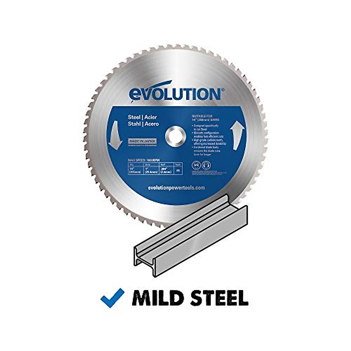 Evolution Power Tools 14BLADEST Steel Cutting Saw Blade, 14-Inch x 66-Tooth , Blue