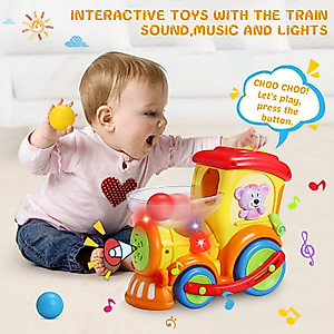 Toys 18-24 Months Drop and Go Train Toys for 2 3 4+ Year Old Boys Girls Kids Early Educational Toddler Toys 18 to 24 with 3 Balls/ Light/ Talking/ Music Christmas Birthday Gifts Toys for 6 8 9 12M