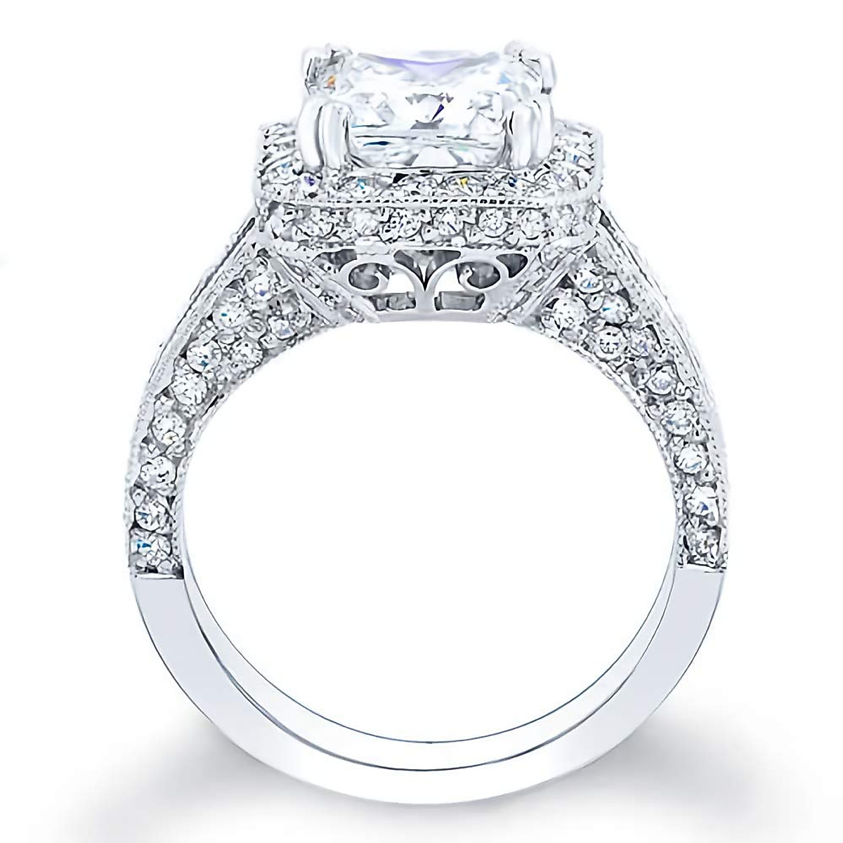 2.3 Carat (ctw) Bridal Set 5A Cubic Zirconia engagement rings for women Platinum Plated Silver ring Cubic Zirconia rings -6