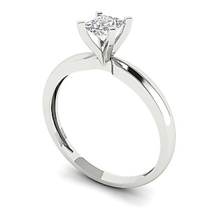 Clara Pucci 0.50 ct Princess Cut Solitaire Lab Created White Sapphire Bridal Designer Anniversary Engagement Ring 14k White Gold 3.5