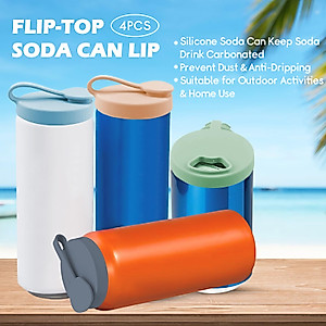 COKSDUPID 4 Pack Silicone Can Lids - Leakproof Soda Can Covers with Flip Top - Reusable Pop Can Lids to Keep Carbonation - Funny lip Seal Designs - Silicone Can Tops for Standard Size Cans Lids