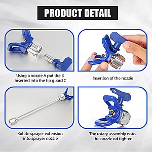 9 Pieces Paint Sprayer Airless Reversible Spray Tip Nozzles Paint Spray Tips Airless Sprayer Nozzles and Airless Sprayer Gun Tip Extension with Red Guard Pole Rod and Paint Sprayer Tips