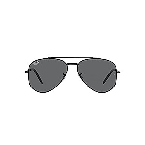 Ray-Ban RB3625 New Aviator Sunglasses, Black/Dark Grey, 62 mm